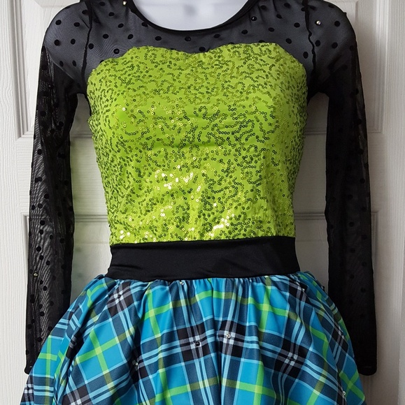 Curtain Call | Costumes | Green Blue Plaid Dance Costume | Poshmark
